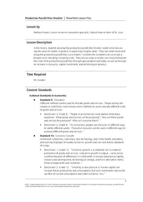 Economics Pdf 126154 Production Possibilities Frontier Powerpoint Lesson
