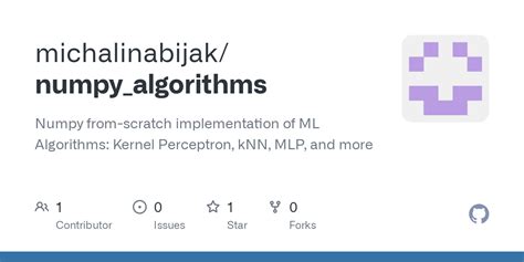 Github Michalinabijaknumpyalgorithms Numpy From Scratch