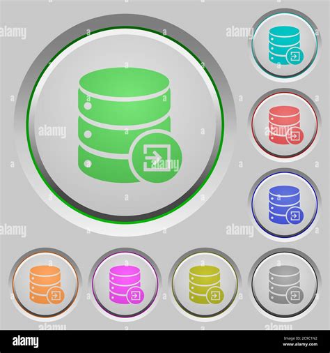 Import Database Color Icons On Sunk Push Buttons Stock Vector Image And Art Alamy