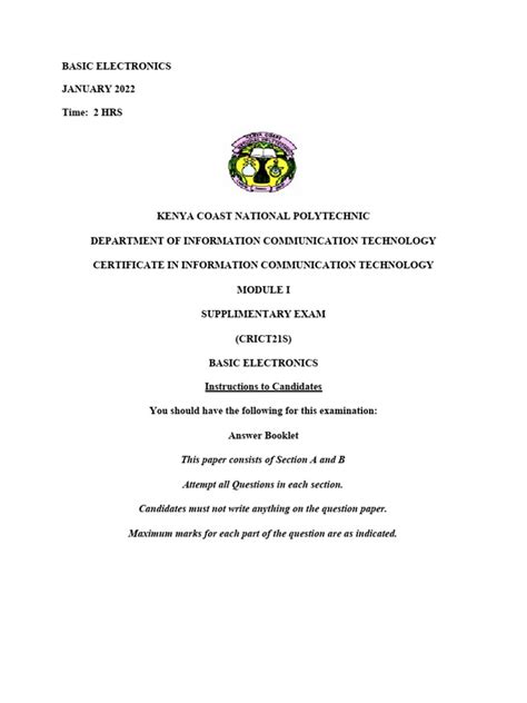 Basic Electronics Exam Pdf Electrical Resistance And Conductance Resistor