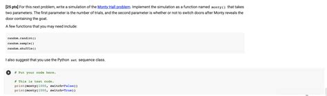 Solved Pts For This Next Problem Write A Simulation Of Chegg