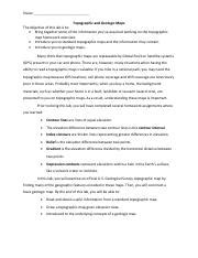 Topographic Maps LAB Name Topographic And Geologic Maps The Objective Of This Lab Is To