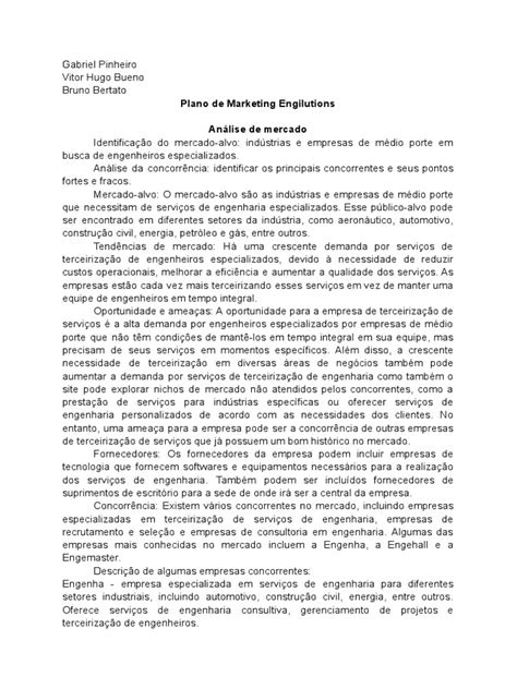 Plano De Marketing Pdf Marketing Engenharia