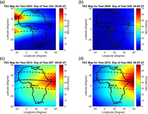Spatial Maps Of Tec Over The African Region Constructed From The Download Scientific Diagram