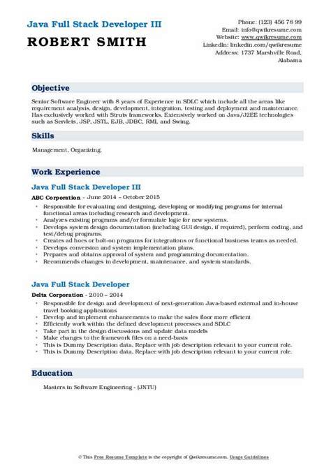 10 java full stack developer resume samples and templates for 2025