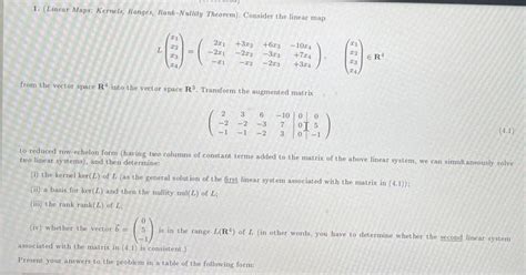 solved 1 linear maps kernels ranges rank nullity