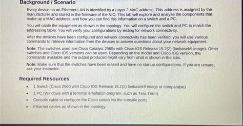 Lab View Network Device Mac Addresses Topology Pc A