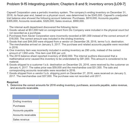 solved problem 9 15 integrating problem chapters 8 and 9