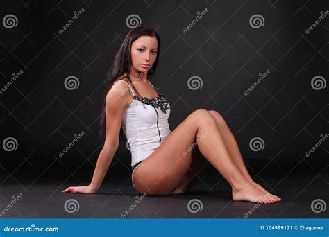 Brunette In Lingerie And Corset Stock Image Image Of Footwear Copy 104999121