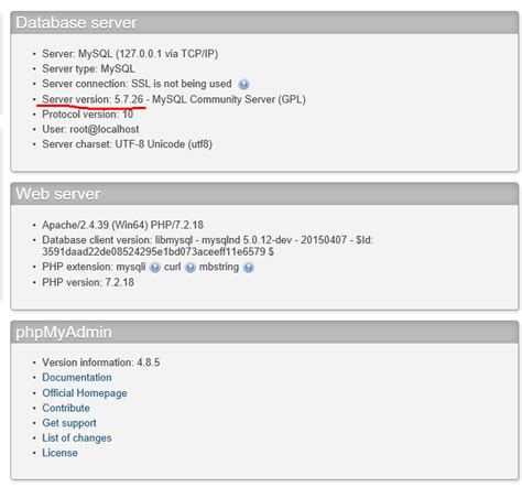 can t run the newest version of mysql on phpmyadmin database
