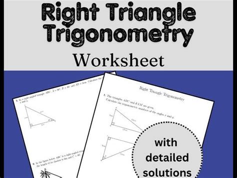 Right Triangle Trigonometry Worksheet With Solutions Teaching Resources