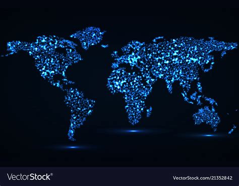 Abstract World Map Of Glowing Particles Royalty Free Vector