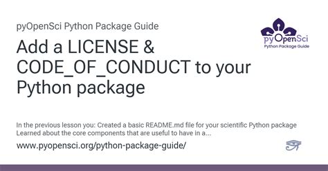 add a license and code of conduct to your python package — python packaging guide