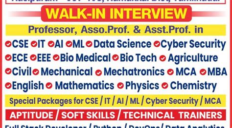 Muthayammal Engineering College Rasipuram Job Openingswalk In