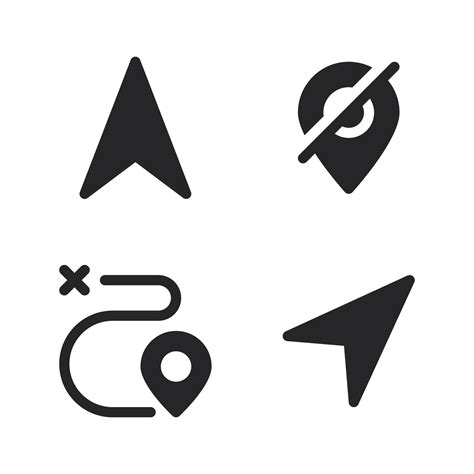 Maps Navigation Icons Set Arrow Pin Disable Pin Direction Right Way Perfect For Website
