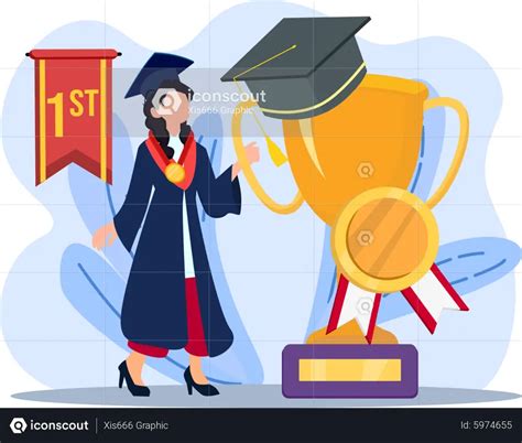 Girl Wearing Convocation Dress On Graduation Illustration Free