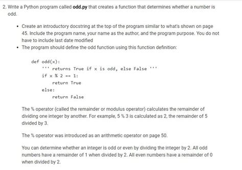Solved Write A Python Program Called Odd Py That Creates Chegg