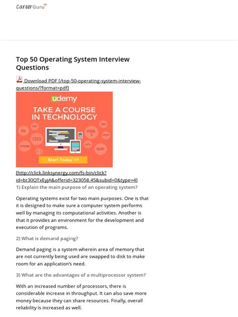 Top 50 Operating System Interview Questions 1 Explain The Main