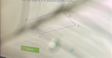Solved Plu The Value Of V In Parallelogram Fgai V Submit [math]
