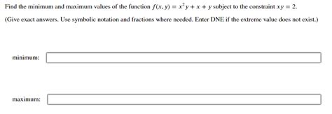 Solved Find The Minimum And Maximum Values Of The Function Chegg