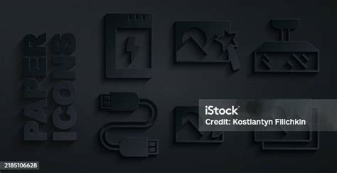 사진 보정 소프트박스 라이트 Usb 케이블 코드 프레임 카메라 아이콘용 배터리를 설정합니다 벡터 3차원 형태에 대한 스톡 벡터 아트 및 기타 이미지 Istock