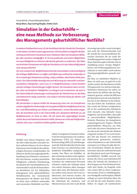 Pdf Simulation In Obstetrics And Gynecology A New Method To Improve The Management Of Acute