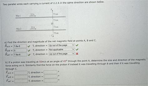 Solved Two Parallel Wires Each Carrying A Current Of 2 2a