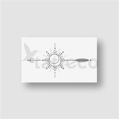 Ornamental Compass Moon Arrow Temporary Tattoo Set Of 3 Etsy