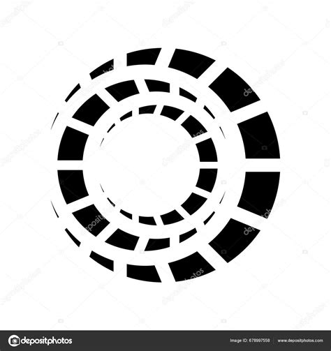 Black Abstract Gear Icon Nested Crescent Shapes White Background Stock