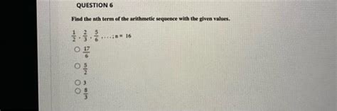Solved Find The Nth Term Of The Arithmetic Sequence With The Chegg
