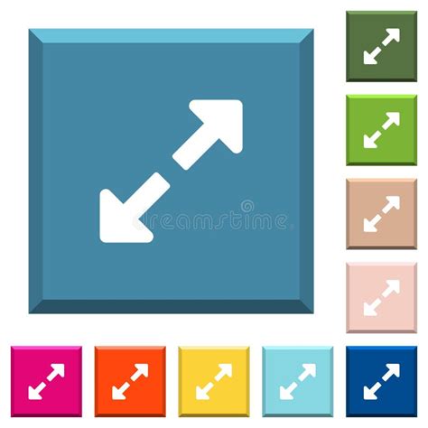 Resize Full White Icons On Edged Square Buttons Stock Illustration