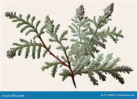 Artemisia Absinthium Botanical Illustration Wormwood Mugwort Sagebrush Abstract Generative