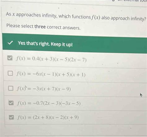 Solved As X Approaches Infinity Which Functions F X Also Approach