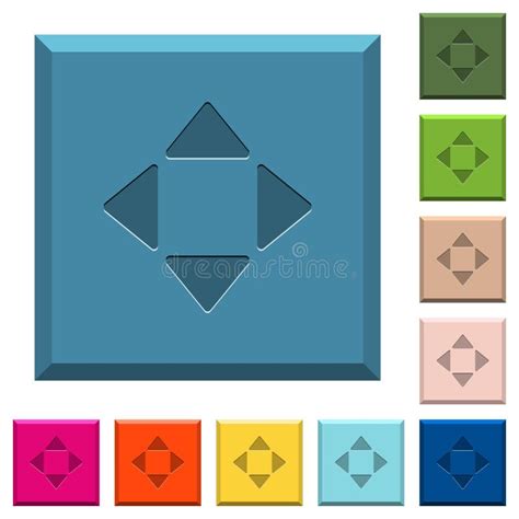 control arrows engraved icons on edged square buttons stock vector