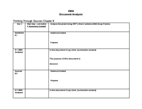 C8 Doc Analysis Worksheet Dbq Document Analysis Thinking Through