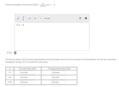 Solved Find The Linearization Of The Function F X 3x 21 At