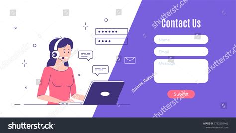 Contact Us Form Template Web Landing Stock Vector Royalty Free