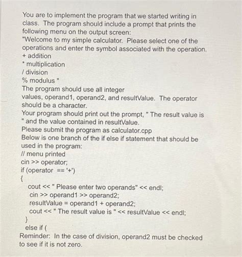 Solved You Are To Implement The Program That We Started Chegg Com