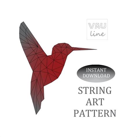 Simple Printable String Art Hummingbird Template Instant Download