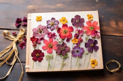 Premium Ai Image Pressed Flowers In A Handmade Notebook Or Journal