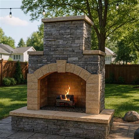 Cal Flame 78 In Stone Veneer And Tile Propane Gas Outdoor Fireplace 22