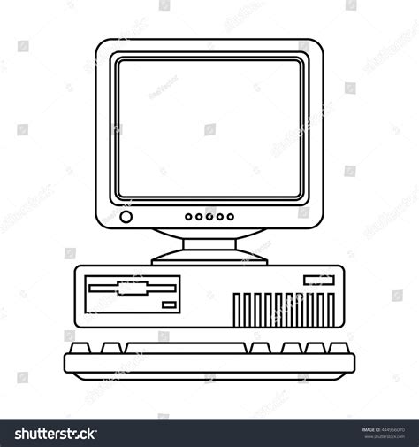 Retro Computer Icon Keyboard Crt Monitor Stock Vector Royalty Free