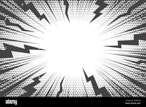 Comic Background With Thunder Bolt And Speed Lines Vector Explosion