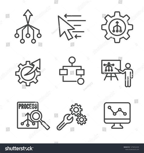 Workflow Efficiency Icon Set Operations Processes Stock Vector Royalty Free