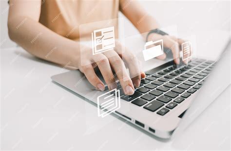 Premium Photo Officer Using Laptop Manage Files Document Management System Dms Online Document