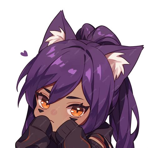 Premium Ai Image Anime Girl With Purple Hair And Cat Ears Covering