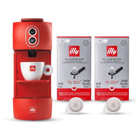 Illy Easy Coffee Machine Bundle For E S E Pods Classico Red Illy