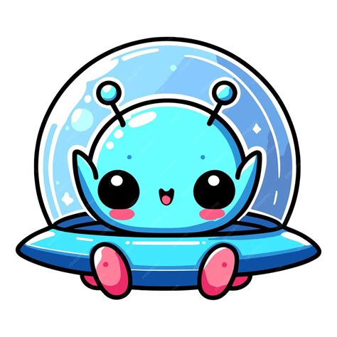 Premium Vector Cute Alien Flying With Spaceship Ufo