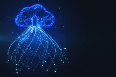 Premium Photo Abstract Glowing Blue Digital Cloud With Binary Code On Dark Background With
