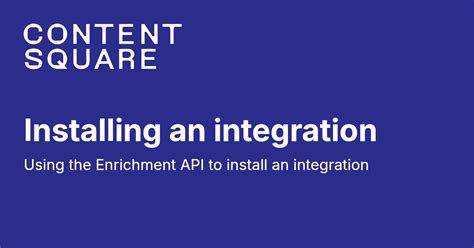 Installing An Integration Apis